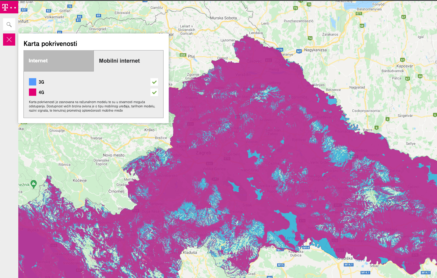 Dostupnost interneta i mobilnih mreža na lokaciji